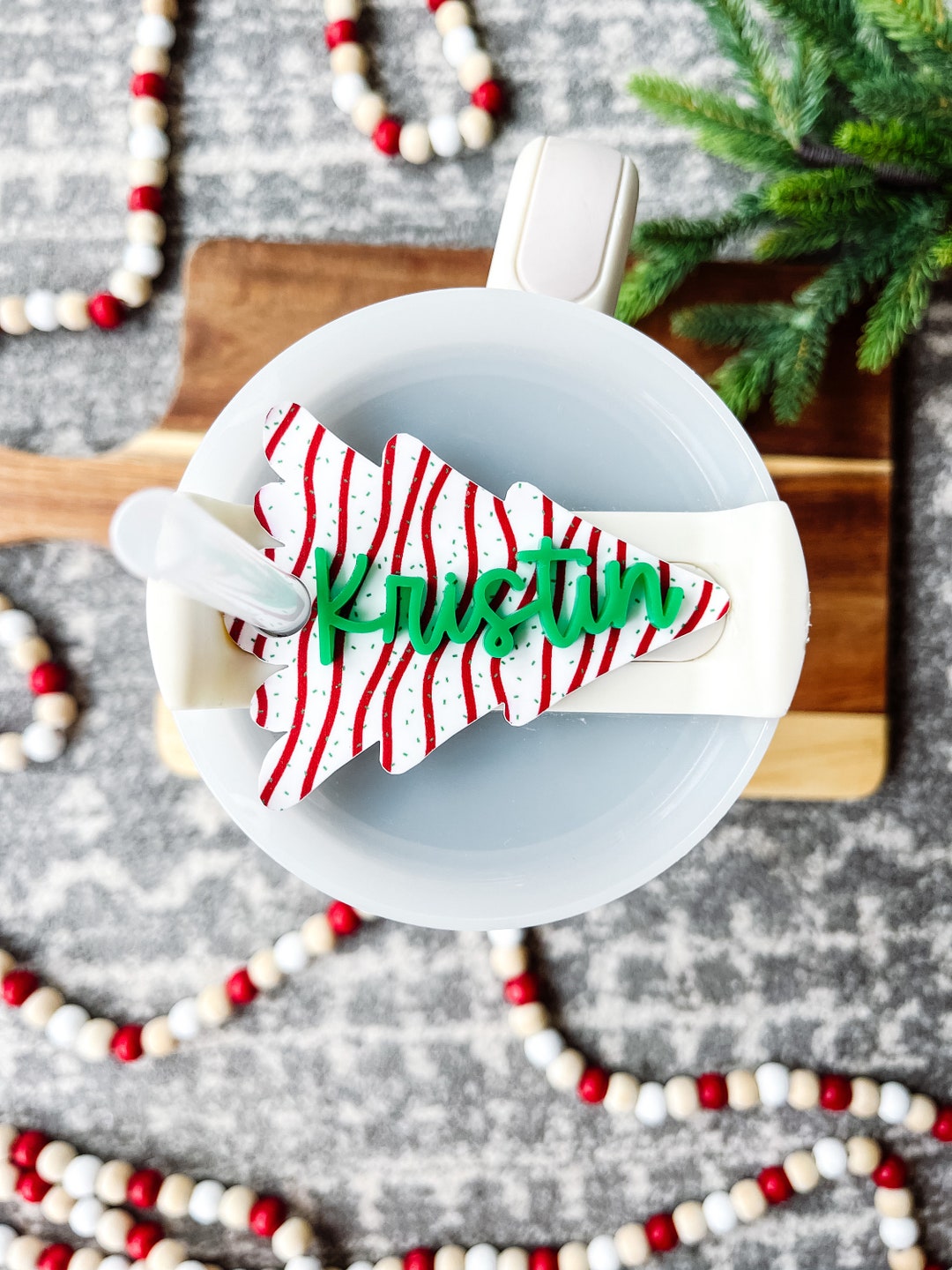 Christmas Cake Stanley Name Topper, Christmas Stanley 30 or 40 Oz Name ...