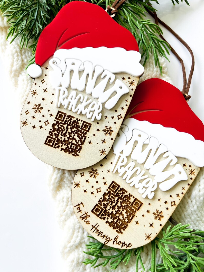 Santa Tracker, Santa Tracker Ornament, Santa QR Code, QR Code Ornament ...