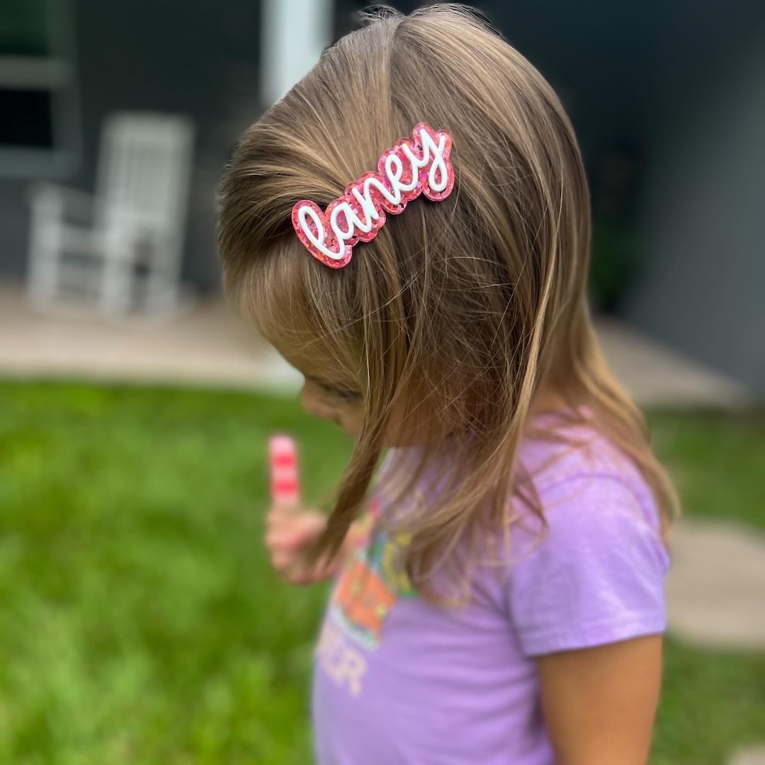 Acrylic Name Hair Clip, Monogram Bow, Girls Accessories, Name Bows ...