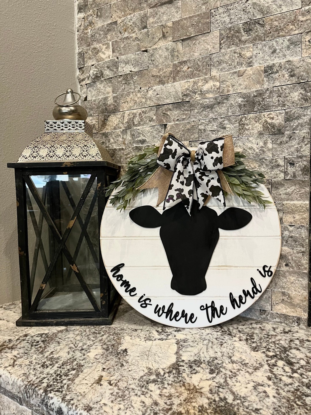 Home is Where the Herd Is, Rustic, Cow Door Hanger, Farmhouse Door ...