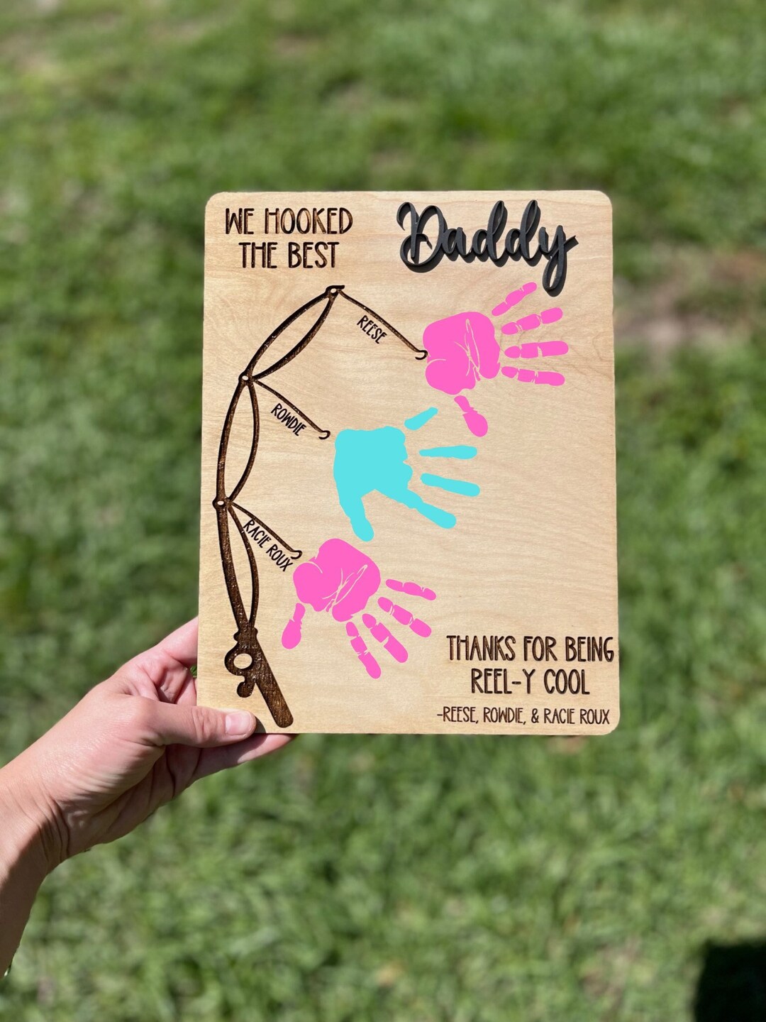 Personalized Fathers Day Sign, Fathers Day Gift, Hand Print Sign, Gift ...