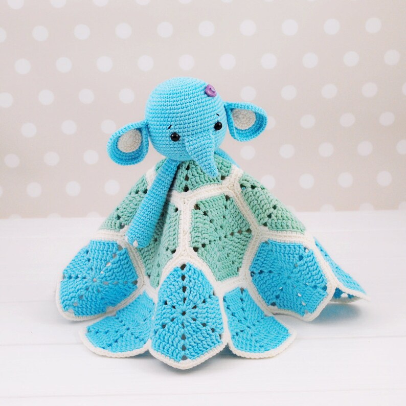 Elephant Lovey Pattern, Security Blanket, Crochet Elephant, PDF Crochet ...
