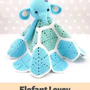 Elephant Lovey Pattern, Security Blanket, Crochet Elephant, PDF Crochet ...