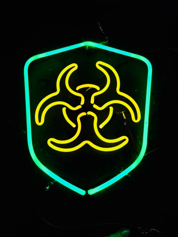 Neon Orange Biohazard Symbol