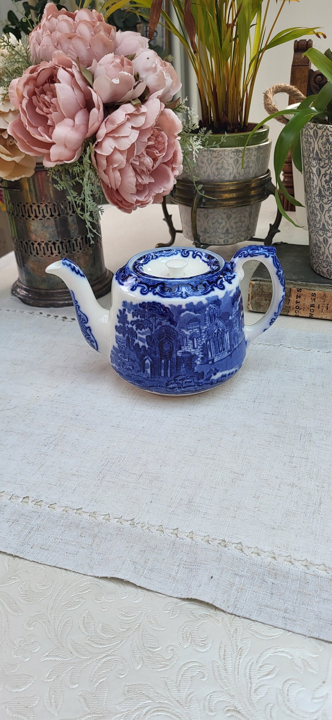 Vintage Blue & White Teapot 1930s Teapot George Jones 1790 Abbey ...