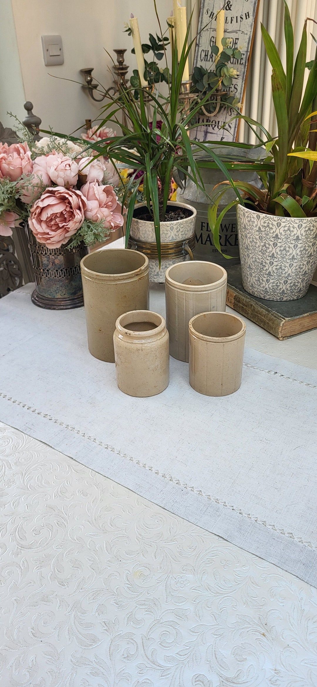 4 Victorian Glazed Stoneware Pots | Vintage Pot | Kitchenalia | Salt ...