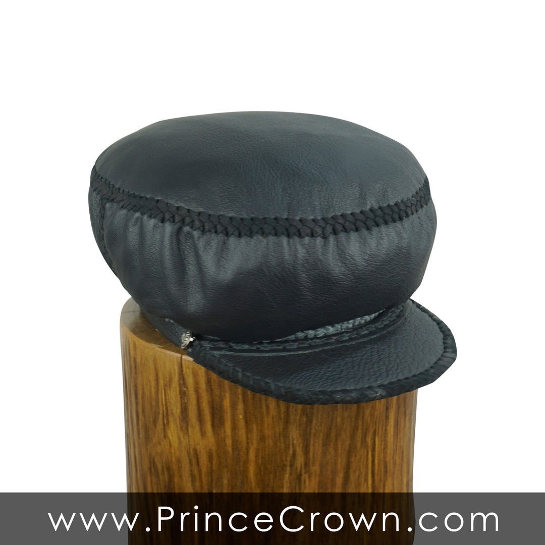 Small Leather Cap, Fitted Cap for Locs, Rasta Leather Tam, Rastafarian ...