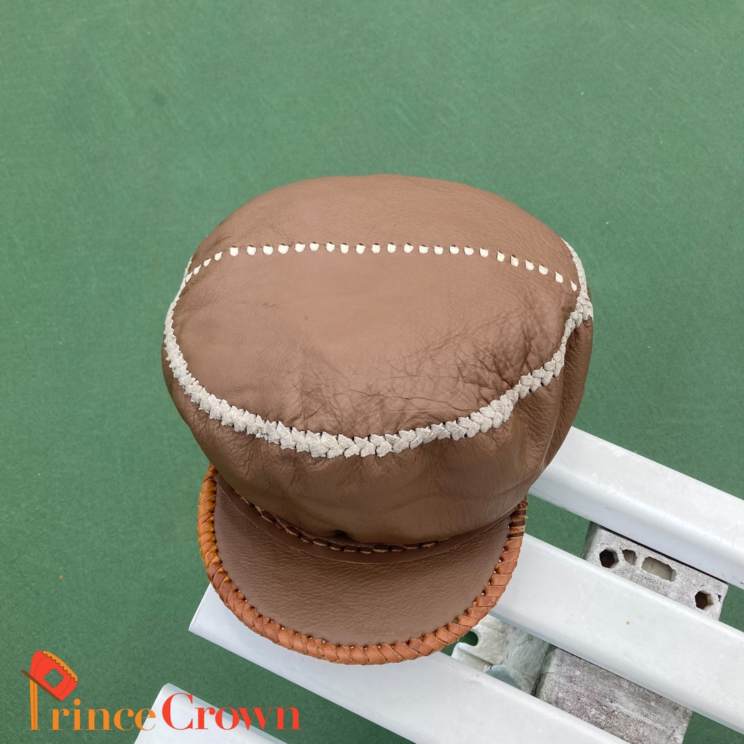 Medium Leather Cap, Fitted Cap for Locs, Rasta Leather Tam, Rastafarian ...