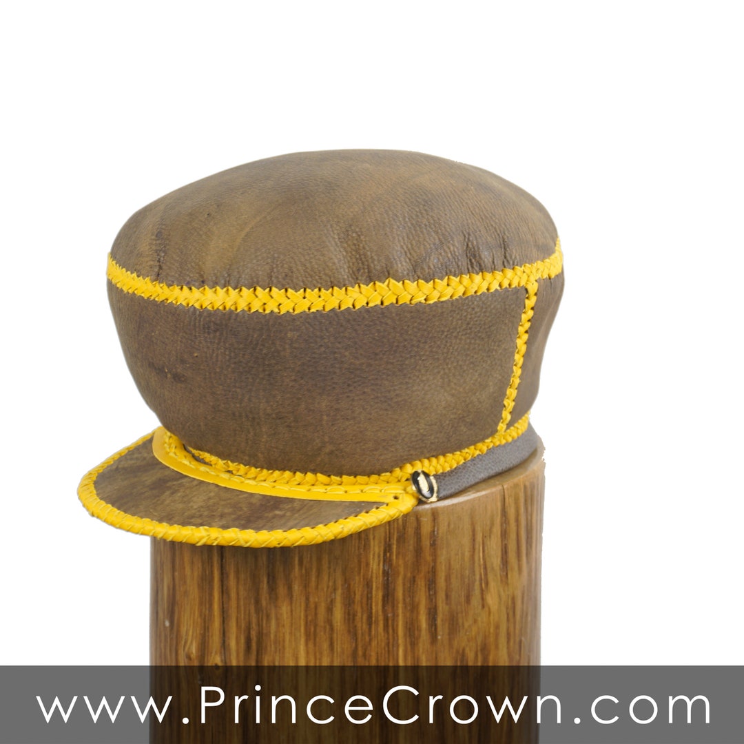 Medium Leather Cap, Fitted Cap for Locs, Rasta Leather Tam, Rastafarian ...