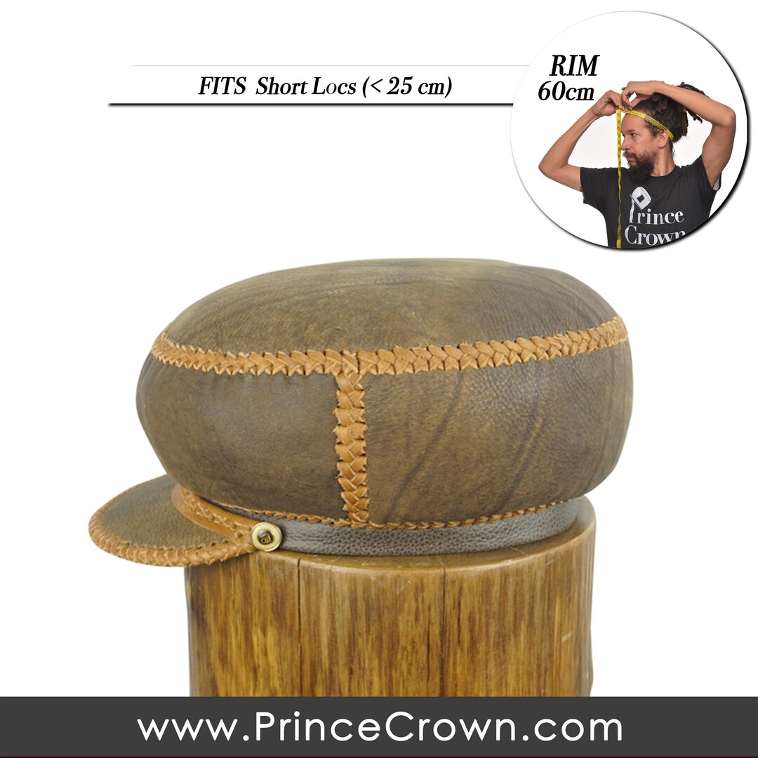 Leather Cap for Dreadlocs, Fits SHORT Locs, 60cm Fitted Rim, Rasta ...
