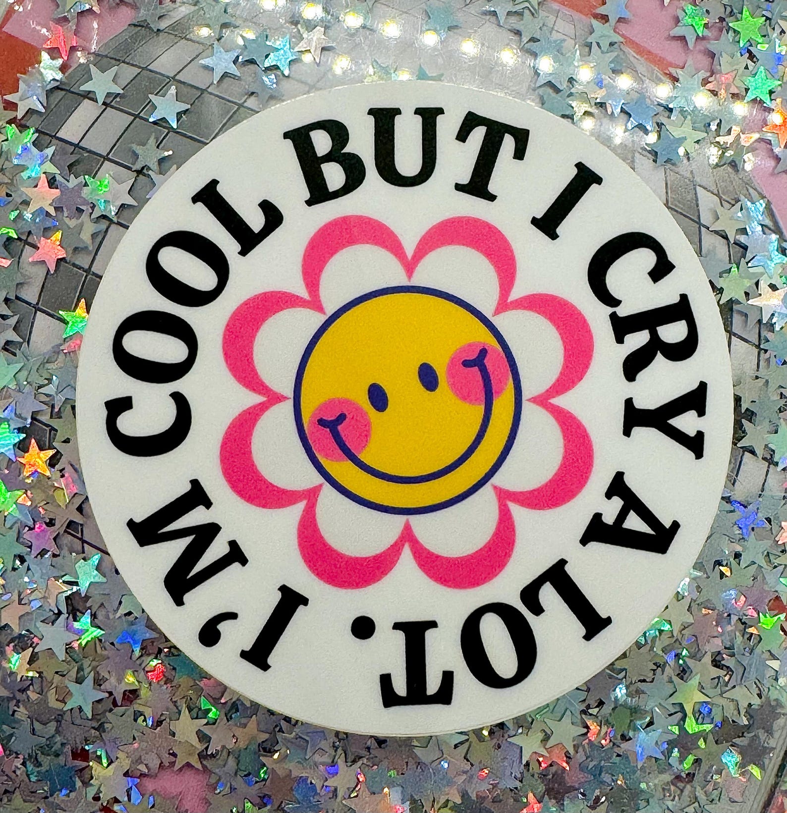 Im Cool but I Cry A Lot Sticker Smiley Face Y2K 90s Aesthetic Laptop ...