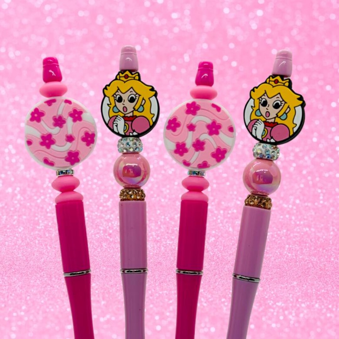 Peach Blossom Pink Princess Pens Video Game Flower Gifts Beaded Focal ...