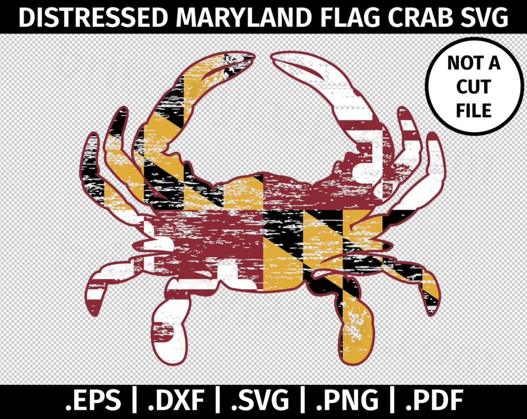 Distressed Maryland Flag Crab Graphic SVG Design Clip Art Vector ...