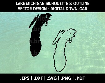 Black Lake Michigan Silhouette Map SVG Vector Graphic File Shape ...