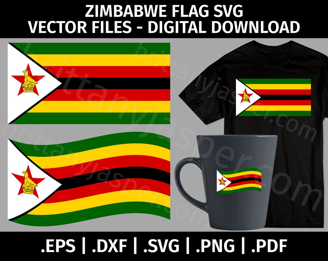Zimbabwe Flag SVG Vector Clip Art Cut Files for Cricut, Silhouette Eps ...