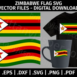 Zimbabwe Flag SVG Vector Clip Art Cut Files for Cricut, Silhouette Eps ...