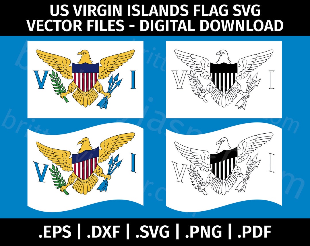 US Virgin Islands Flag SVG Vector Clip Art Cut Files for - Etsy