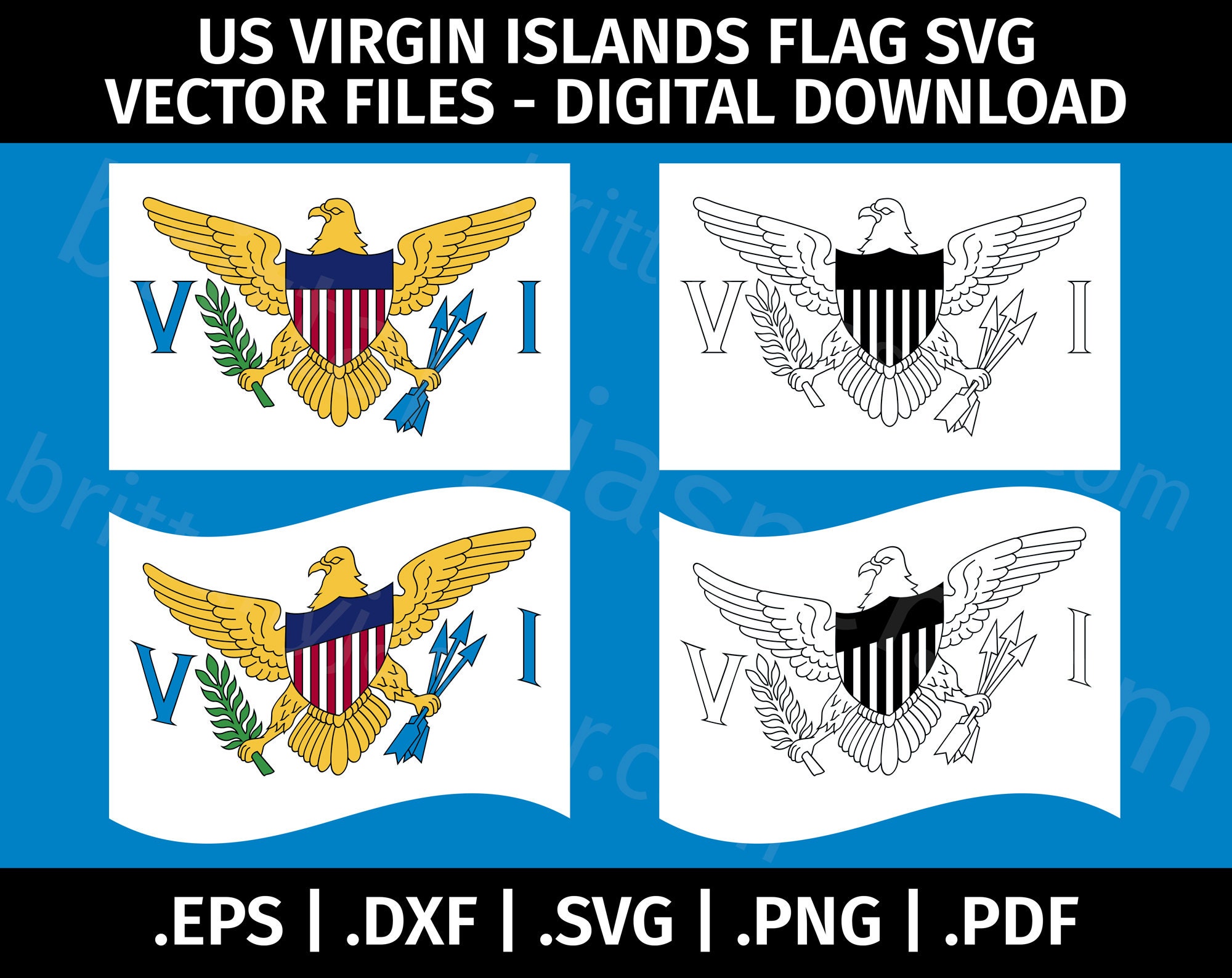 US Virgin Islands Flag SVG Vector Clip Art Cut Files for - Etsy UK