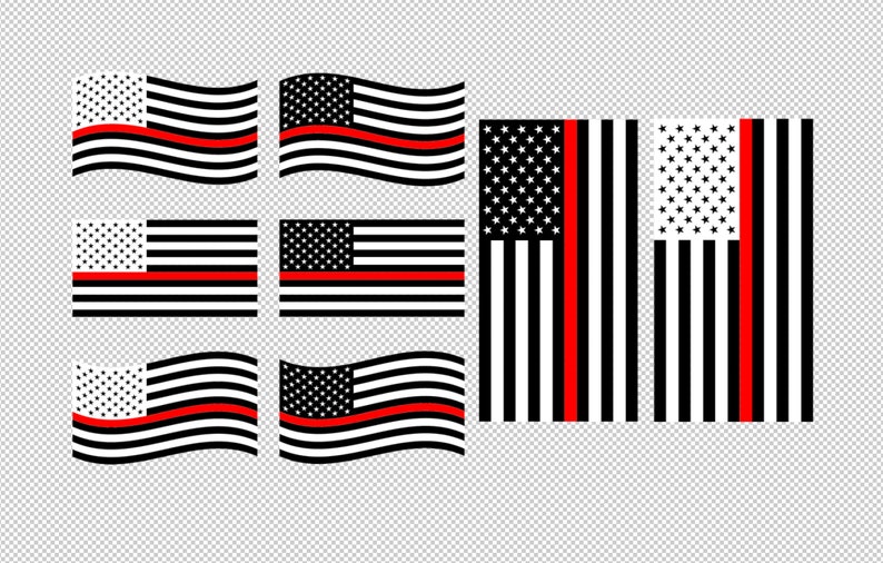 Thin Red Line Flag SVG Vector Clip Art Cutting Files for - Etsy