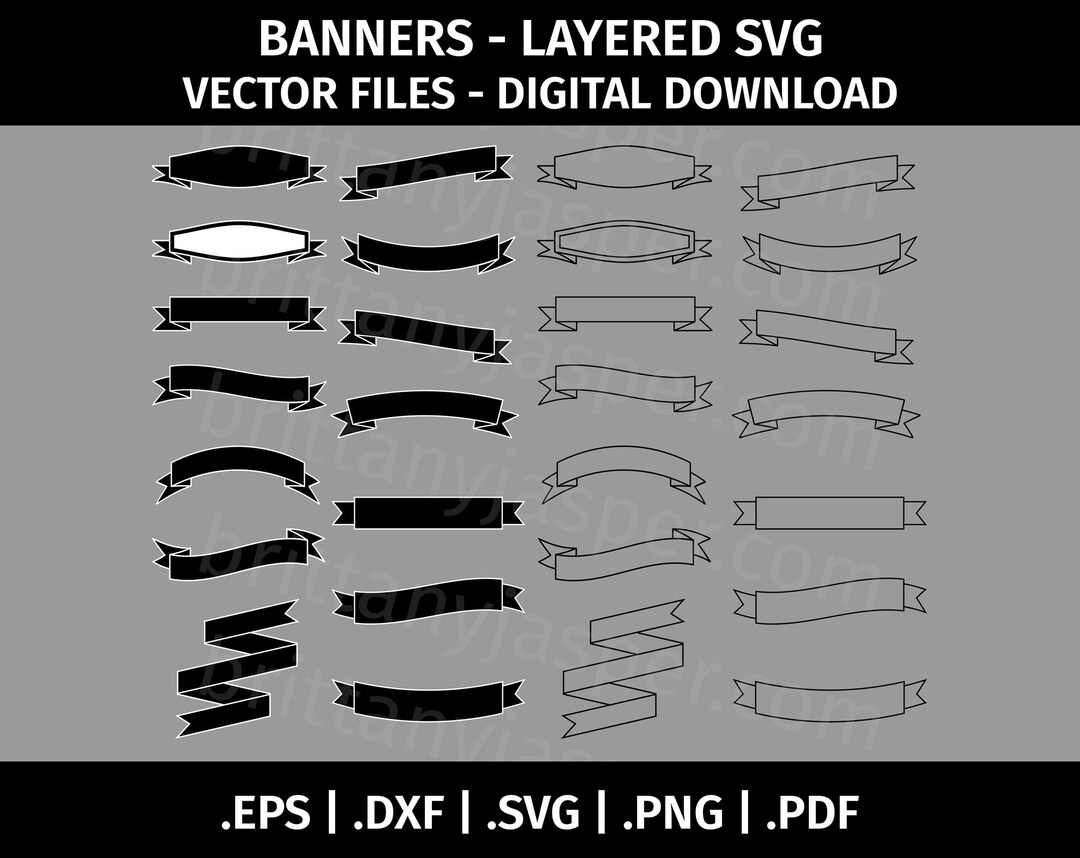 Ribbon Banners SVG Vector Clip Art Bundle - Cut Files for Cricut ...