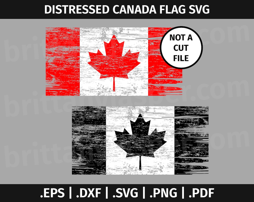 Distressed Canada Flag SVG Design - Clip Art Vector Graphic - Eps Dxf ...