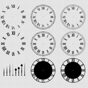 Roman Numeral Clock Faces SVG Vector Clip Art - Cut Files for Cricut ...