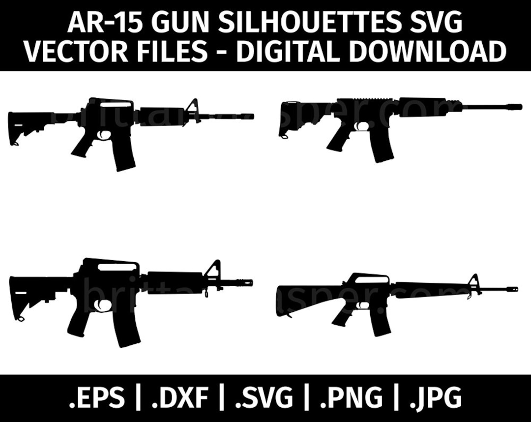 AR-15 SVG Gun Silhouettes Vector Clip Art - Cut Files for Cricut ...