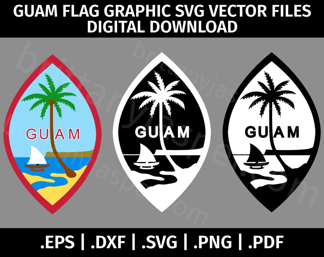 Guam Flag Graphic SVG Vector Clip Art Cut Files for Cricut, Silhouette ...