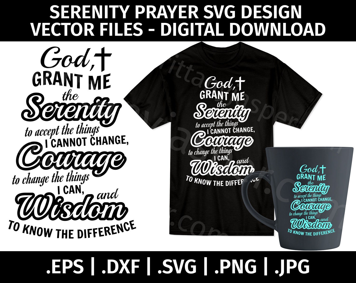 Serenity Prayer SVG Design Vector Clip Art Cut Files for | Etsy