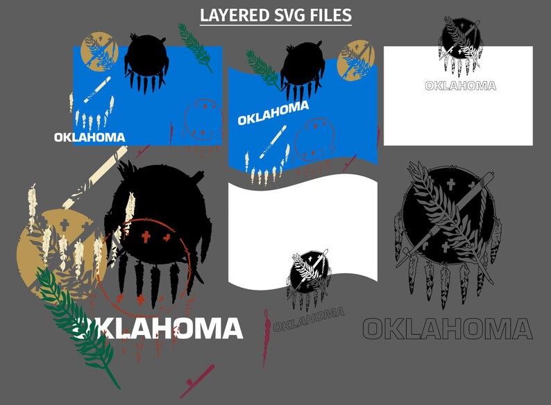 Oklahoma Flag SVG Vector Clip Art - Cut Files for Cricut, Silhouette ...