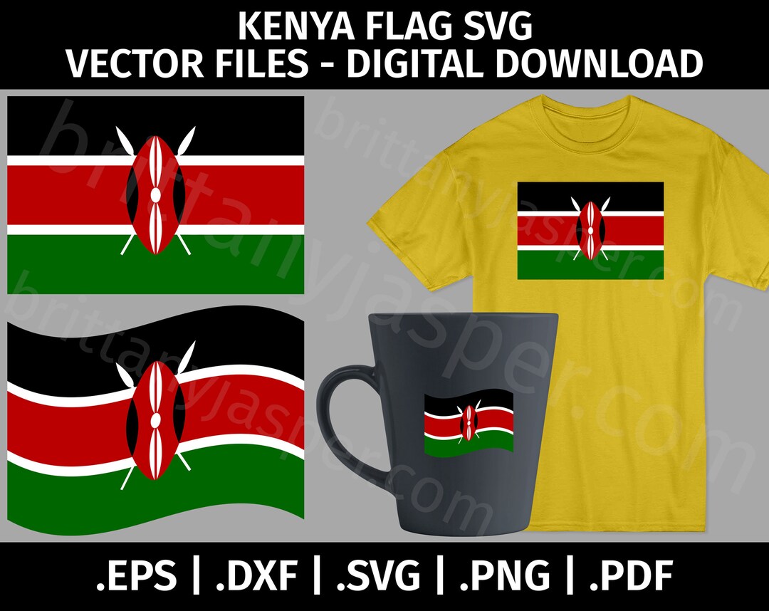 Kenya Flag SVG Vector Clip Art Cut Files for Cricut, Silhouette Eps Dxf ...