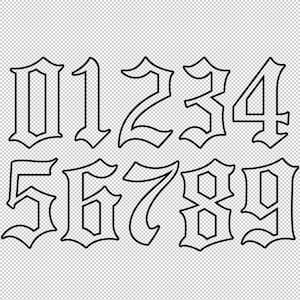 Outline Gothic Number SVG Vector Clip Art - Cut Files for Cricut ...