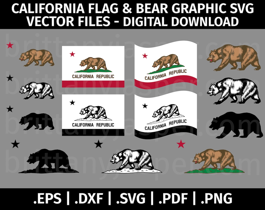 California Flag SVG Vector Clip Art - Cut Files for Cricut, Silhouette ...