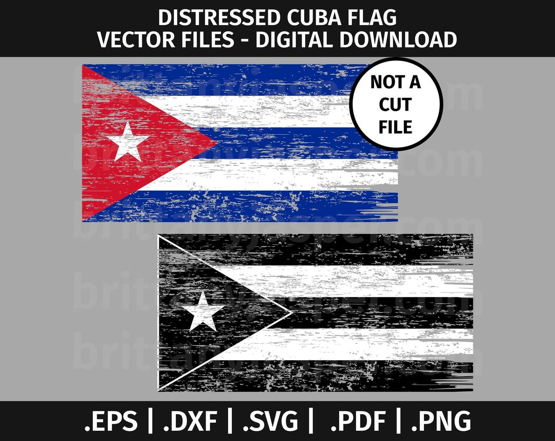 Distressed Cuba Flag SVG Design - Vector Clip Art Graphic - Eps Dxf Svg ...