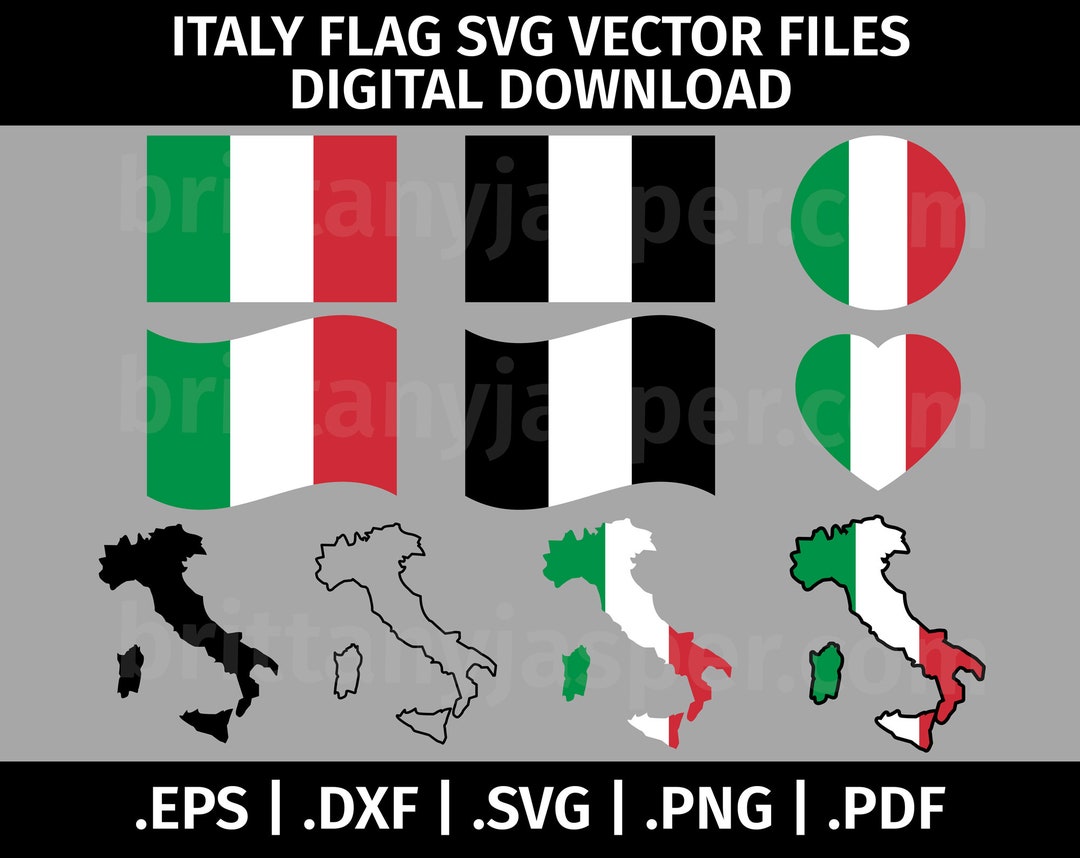 Italy Flag SVG Vector Clip Art Bundle - Cut Files for Cricut ...