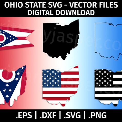 Ohio Shape SVG DXF PNG Eps Design Cut File State Template for - Etsy