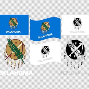 Oklahoma Flag SVG Vector Clip Art Cut Files for Cricut, Silhouette Eps ...