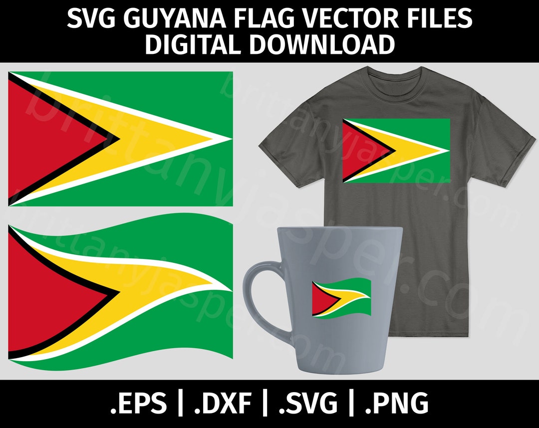 Guyana Flag SVG Vector Clip Art - Cutting Files for Cricut, Silhouette ...