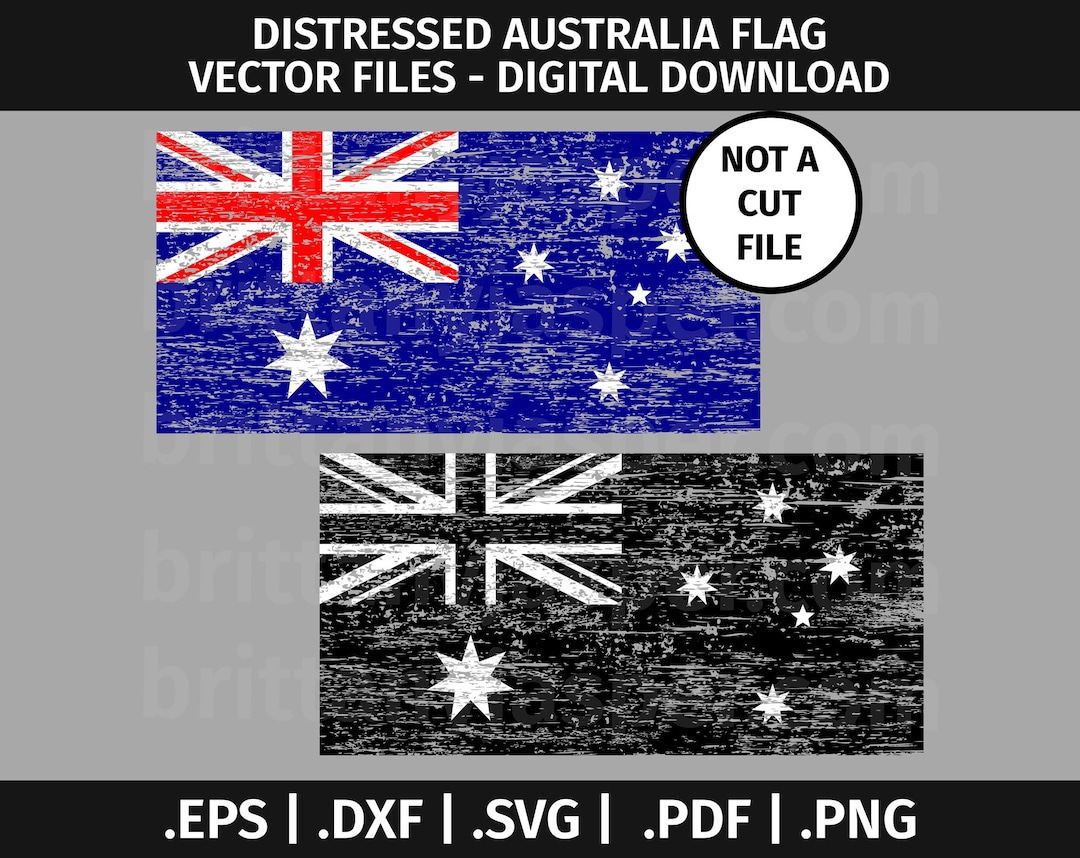 Distressed Australia Flag SVG Design - Vector Clip Art Graphic - Eps ...