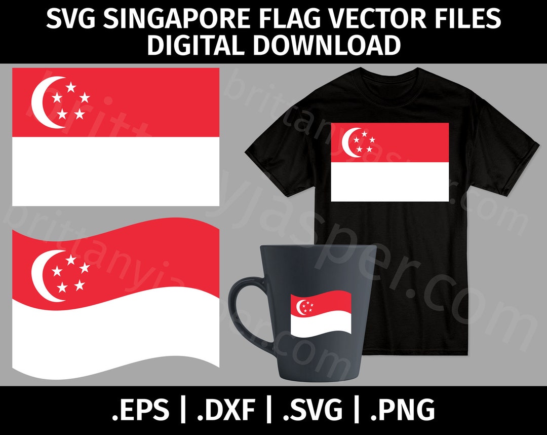 Singapore Flag SVG Vector Clip Art Cutting Files for Cricut, Silhouette ...