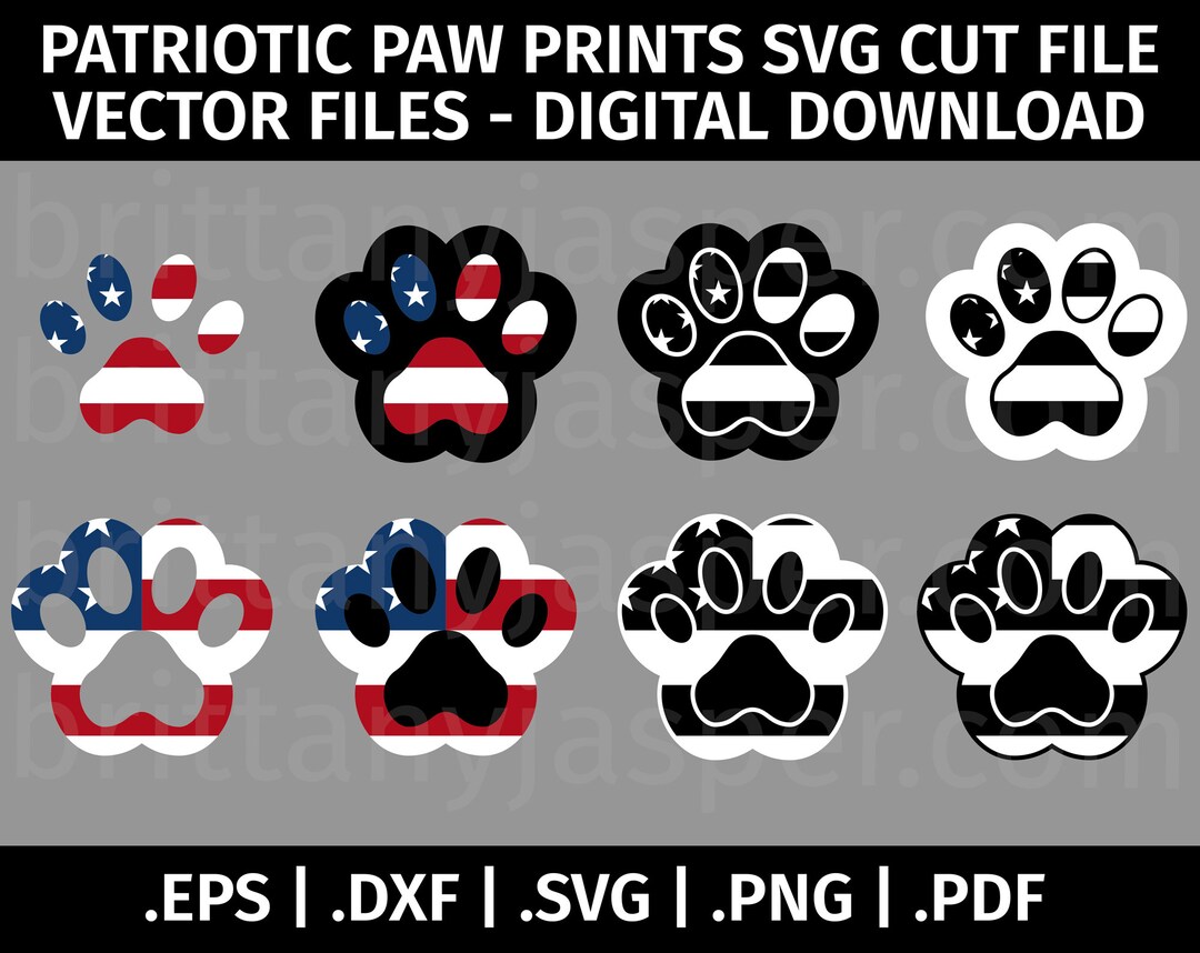 Patriotic Paw Print Layered Svg Vector Bundle Cut Files For Cricut
