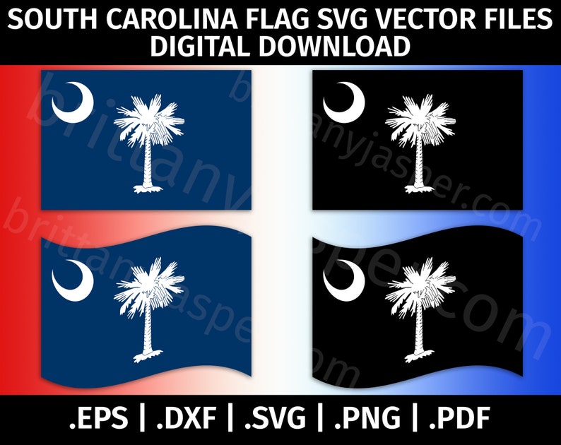 South Carolina State Flag SVG Vector Clip Art Cut Files for | Etsy
