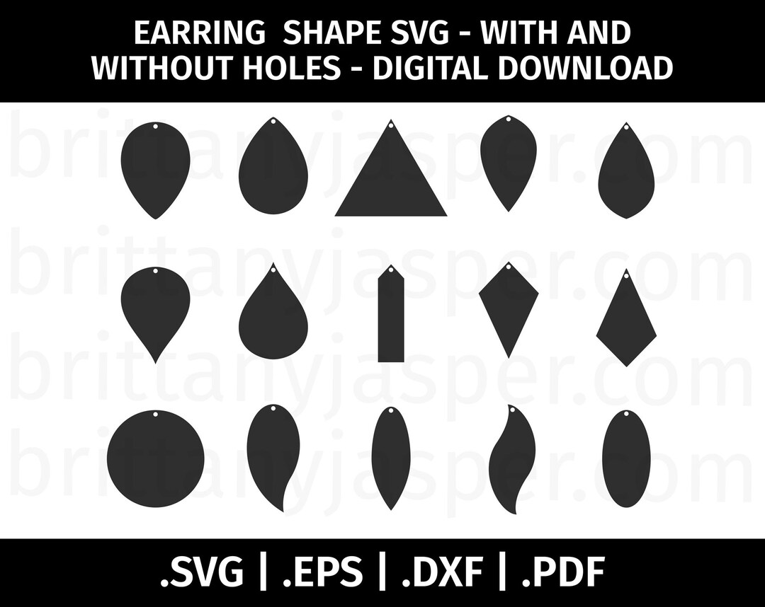 Earring Shape SVG - Cut Files for Cricut, Silhouette - Eps Dxf Svg Pdf ...