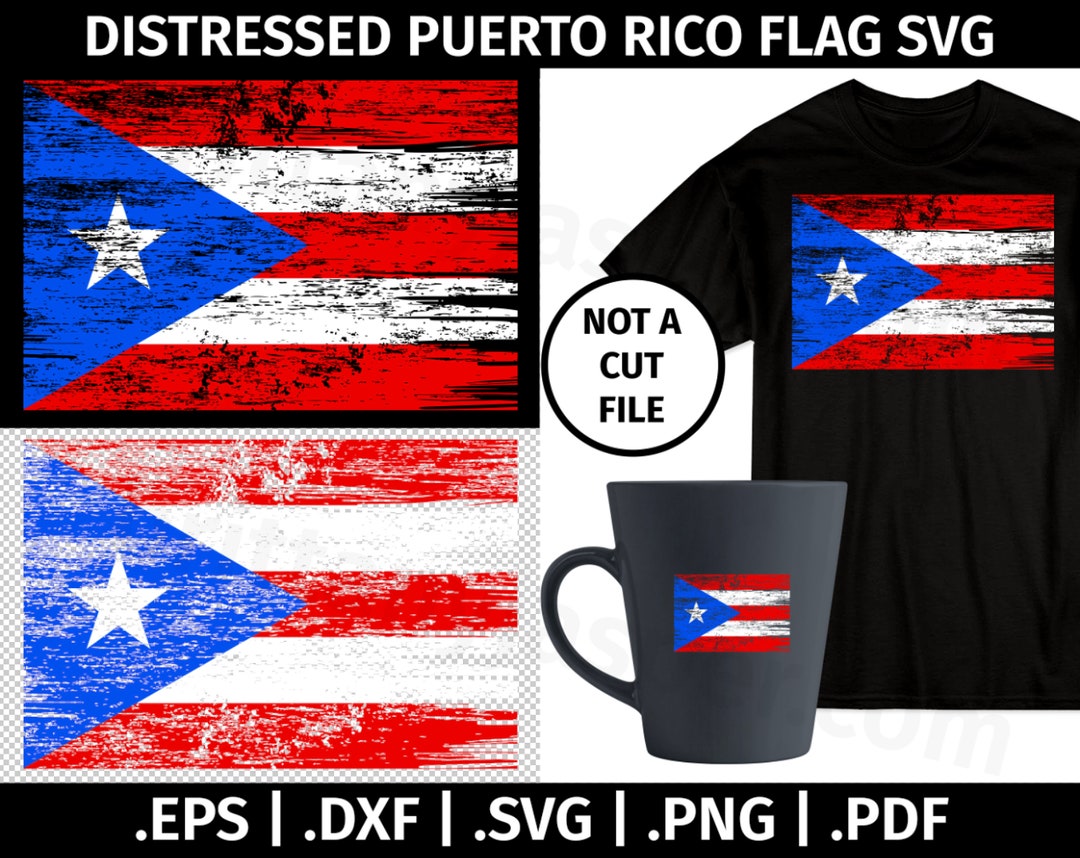 Distressed Puerto Rico Flag SVG Design Clipart Vector - Etsy