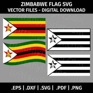 Zimbabwe Flag SVG Vector Clip Art - Cut Files for Cricut, Silhouette ...