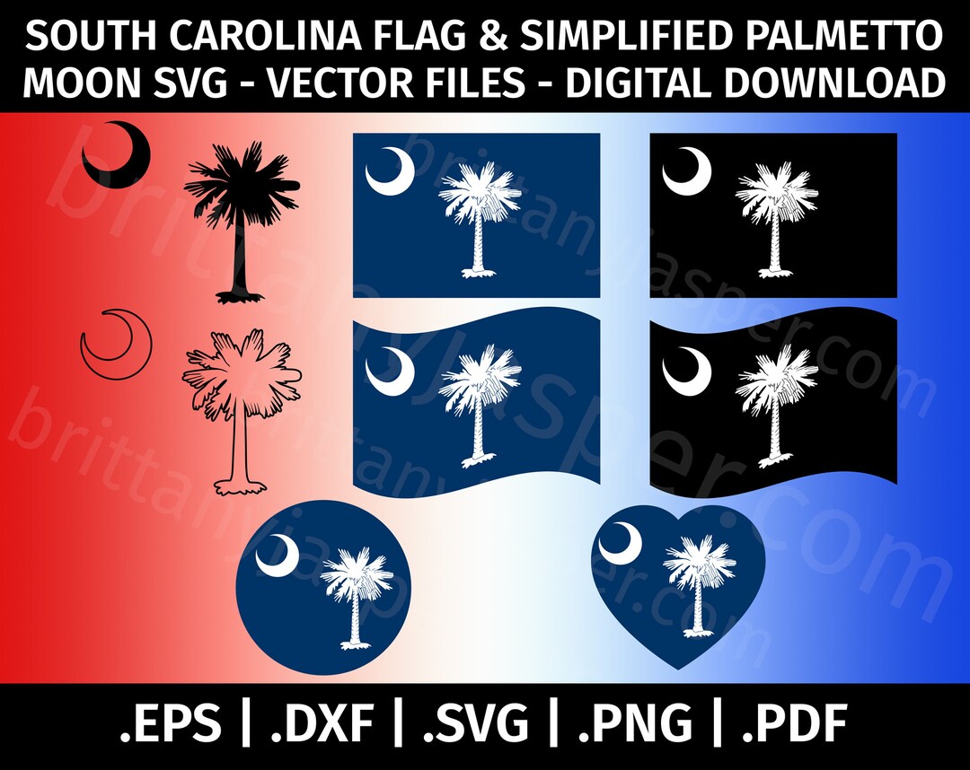 South Carolina State Flag SVG Vector Clip Art - Cut Files for Cricut ...
