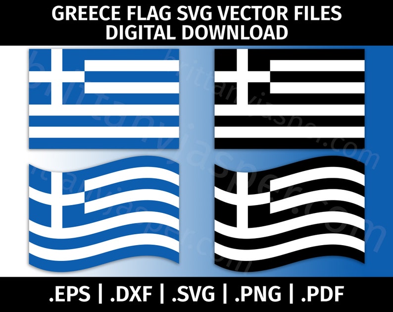 Greece Flag SVG Vector Clip Art Cut Files for Cricut | Etsy