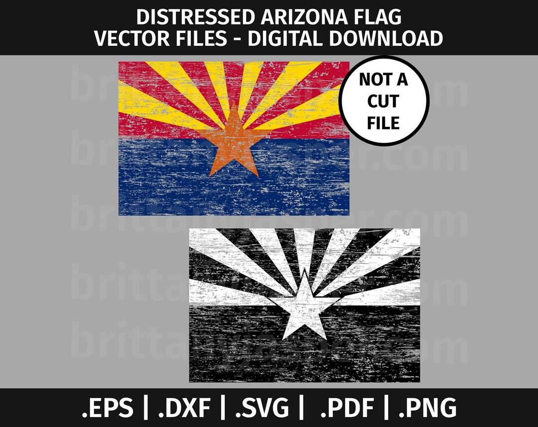 Distressed Arizona Flag SVG Design - Clip Art Vector Graphic - Eps Dxf ...