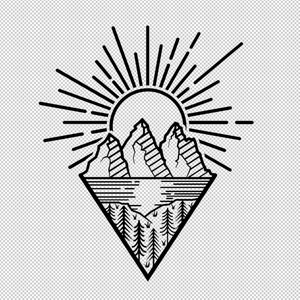 Mountain Lake Line Art SVG Vector Cut Files for Cricut Eps Dxf Svg Png ...