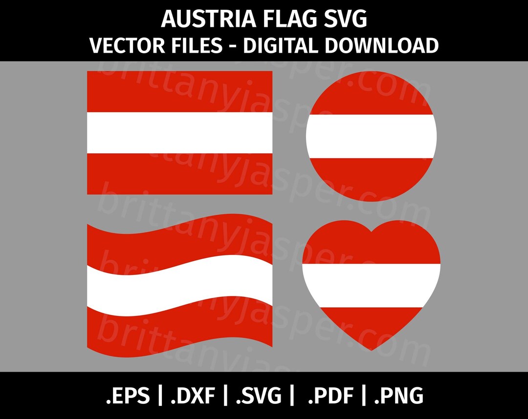 Austria Flag SVG Vector Clip Art Cut Files for Cricut, Silhouette Eps ...